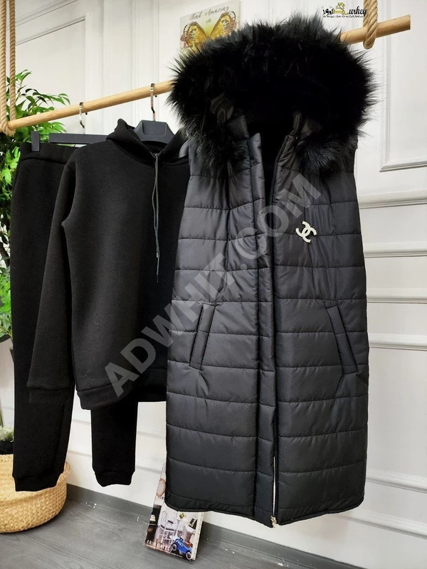 Puffy jacket with detachable and removable fur hood - Adwhit